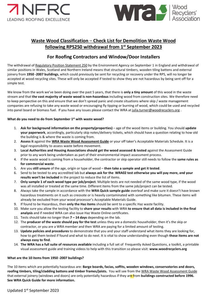 Waste Wood Classification Toolkit - Wood Recyclers Association