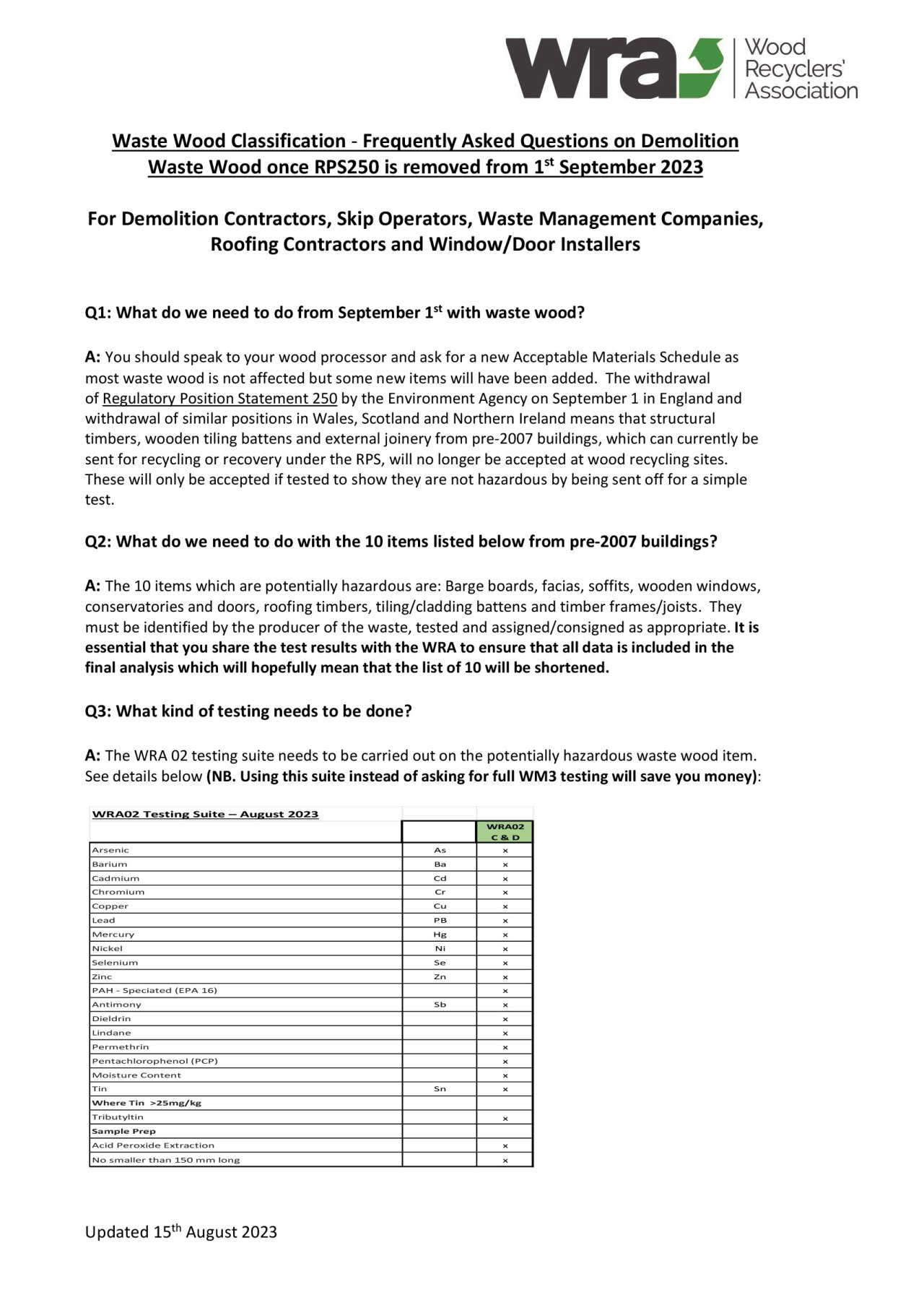 Waste Wood Classification Toolkit - Wood Recyclers Association