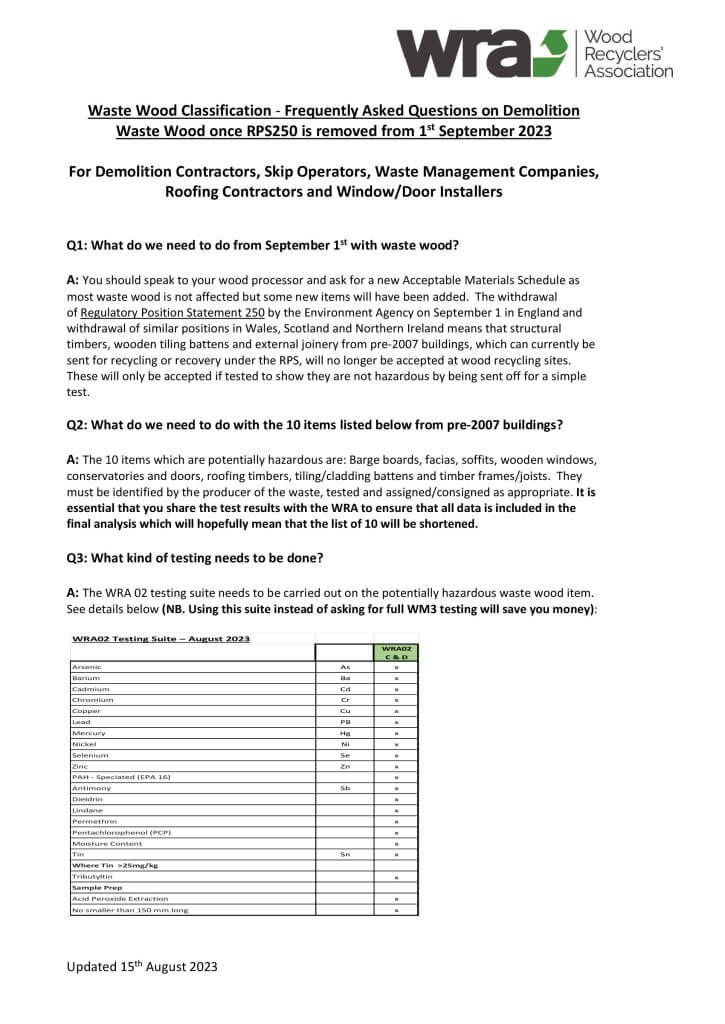 Waste Wood Classification Toolkit - Wood Recyclers Association